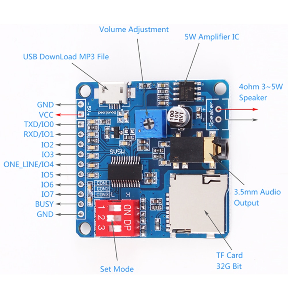 Voice Playback Module MP3 Music Player UART I/O Trigger Amplifier Class ... Voice Playback Module MP3 Music Player UART I/O Trigger Amplifier Class ...