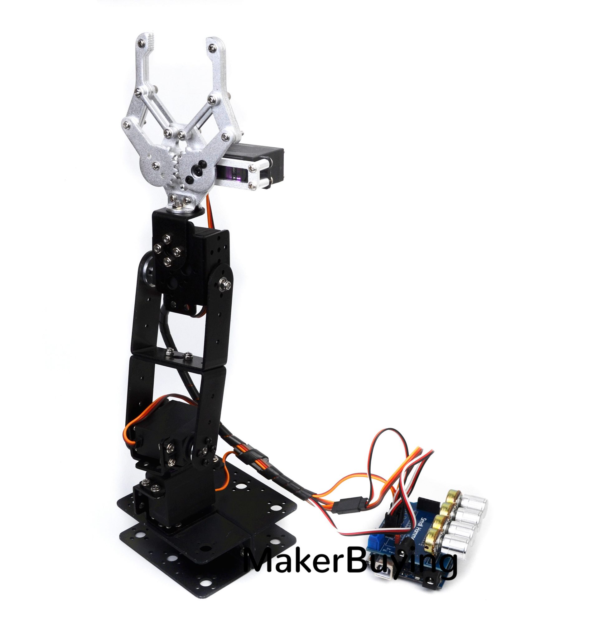 MakerBuying 4dof aluminum robot arm DIY robotic claw arduino learning ...
