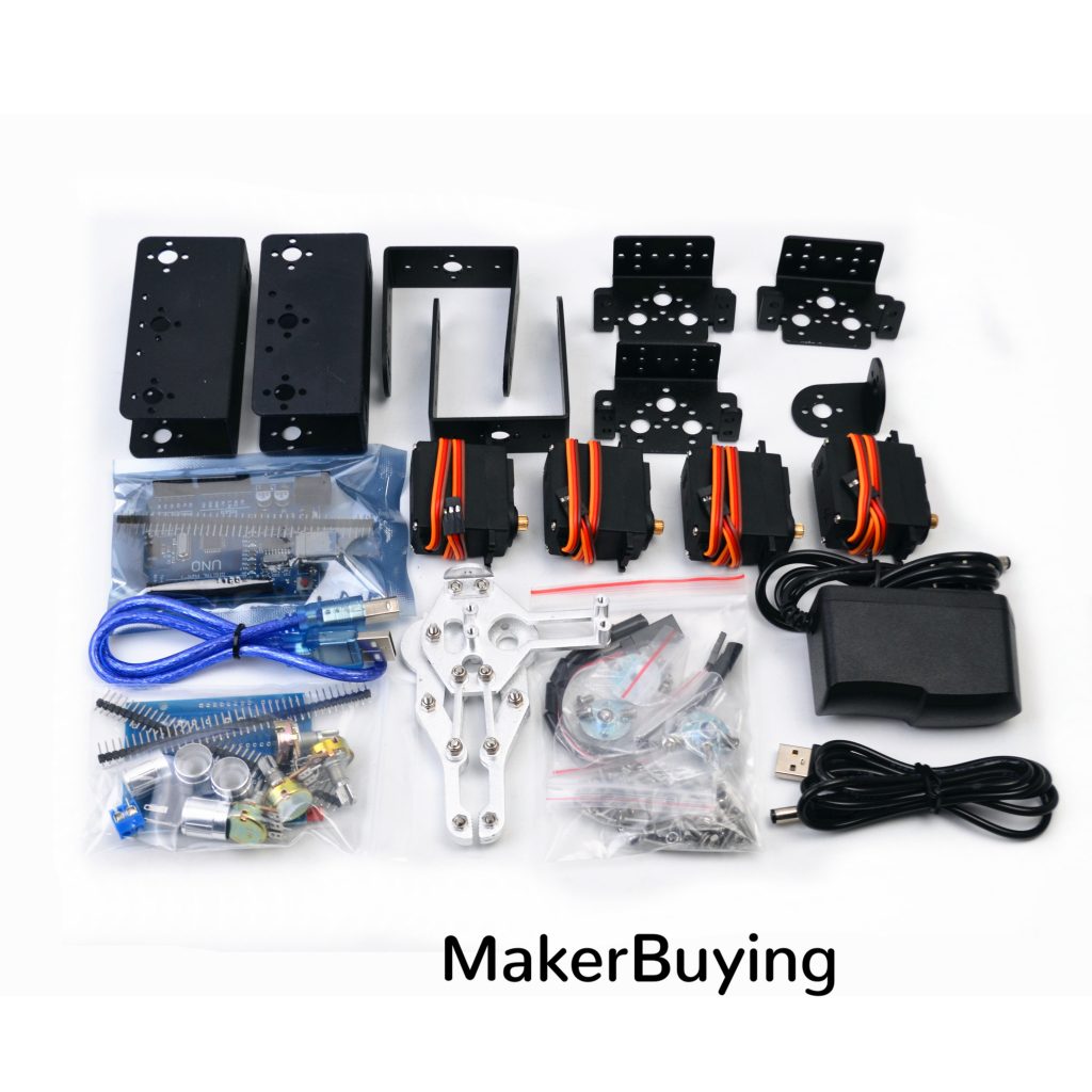 MakerBuying 4dof aluminum robot arm DIY robotic claw arduino learning ...