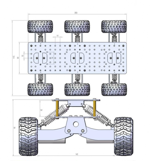 6WD Metal Robot Cross-country Chassis DIY Platform for Arduino robot ...