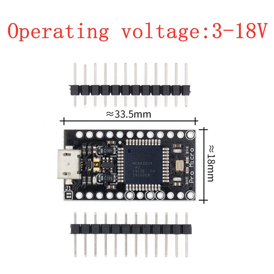 ROBOT Pro Micro With the bootloader Black/Blue ATmega32U4 5V/16MHz ...