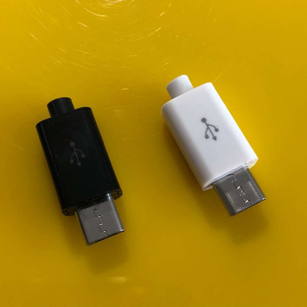 10PCS YT2155B Micro USB 4 Pin Male connector plug Black/White welding ...