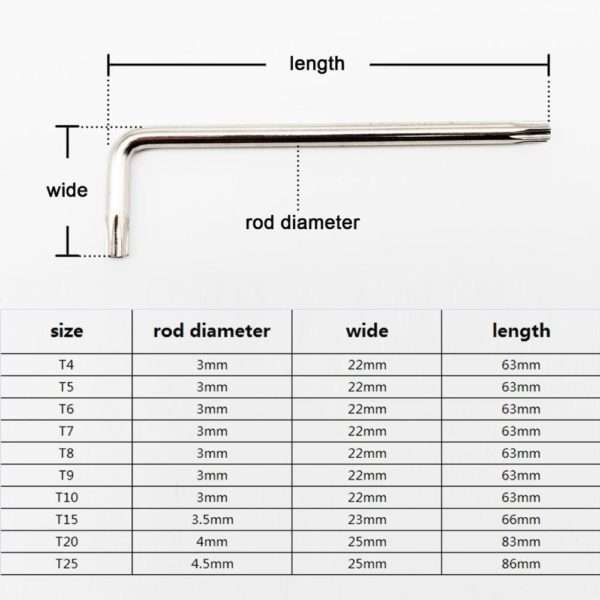 5pc Steel T4 T5 T6 T7 T8 T9 T10 T15 T20 T25 Screwdriver Screw Driver ...