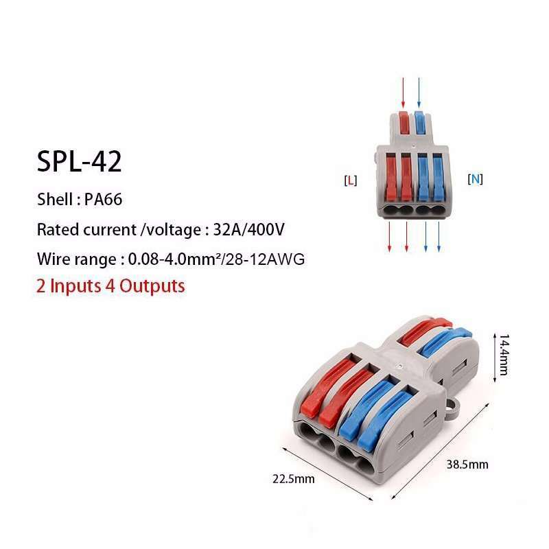 Wire Connector Connector Quick Connection Terminal Two-in, Four-out ...