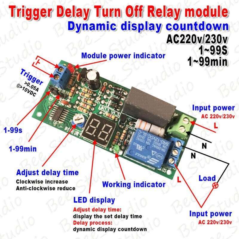 AC 220V 230V LED Display Countdown Timing Timer Delay Turn OFF Time ...