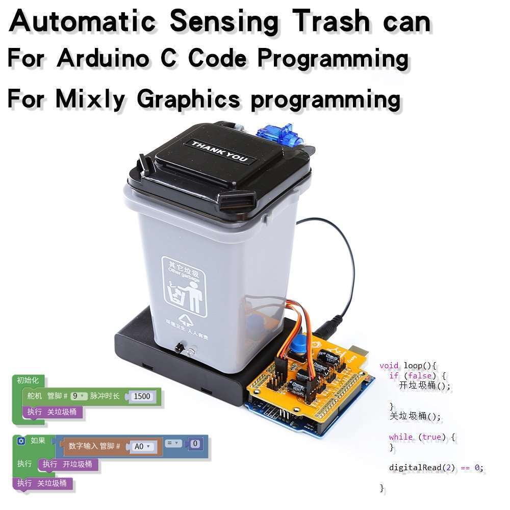 Diy Arduino Kit Automatic trash can Robot diy Kit UNO R3 Mixly STEM ...