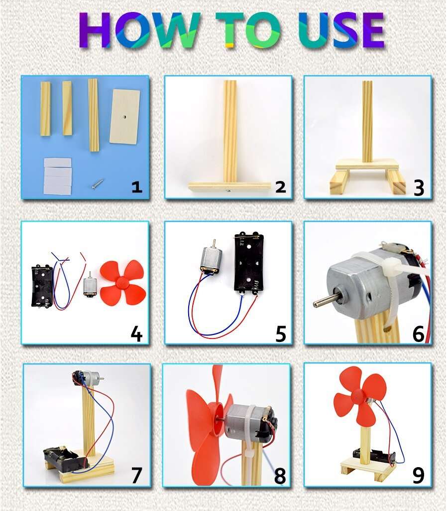 DIY Electric Fan Model Science Toys for Kids Physics Experiment School ...