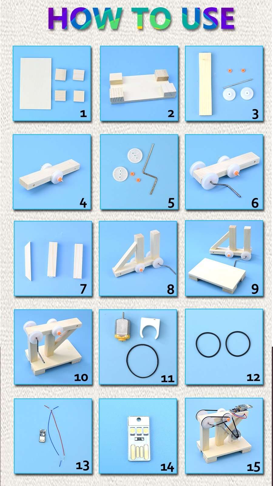 DIY Assemble Toys Manual Generator Model Kits Wood Educational Toys for ...