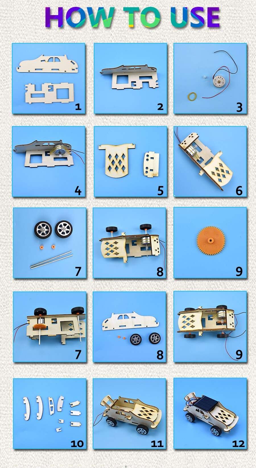 Solar Toy Car Model Physics Experiment Sets for Kids Assembly DIY ...