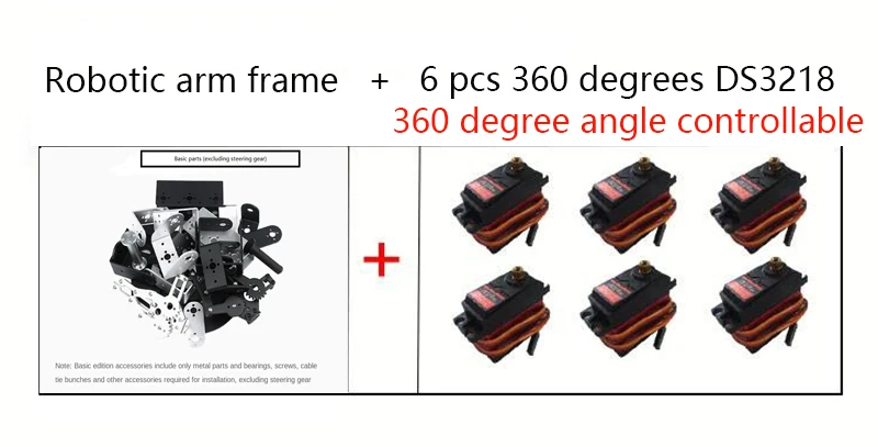 6 DOF DIY Robot Manipulator Metal Alloy Mechanical Arm Clamp Claw Kit ...