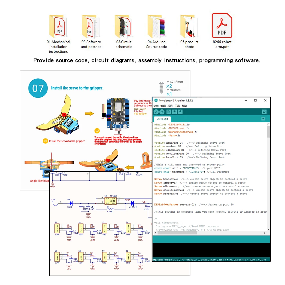 Robotic Arm DIY Kit for Arduino 5-Axis robot SG90 servo DIY parts NodeMCU Manipulator Claw ...