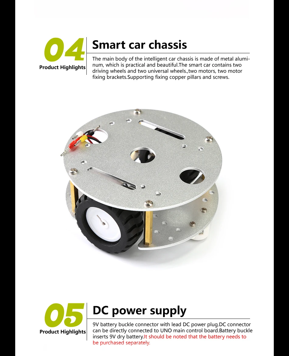 2WD Smart Car DIY kit for Arduino UNO R3 N20 motor Metal aluminum ...