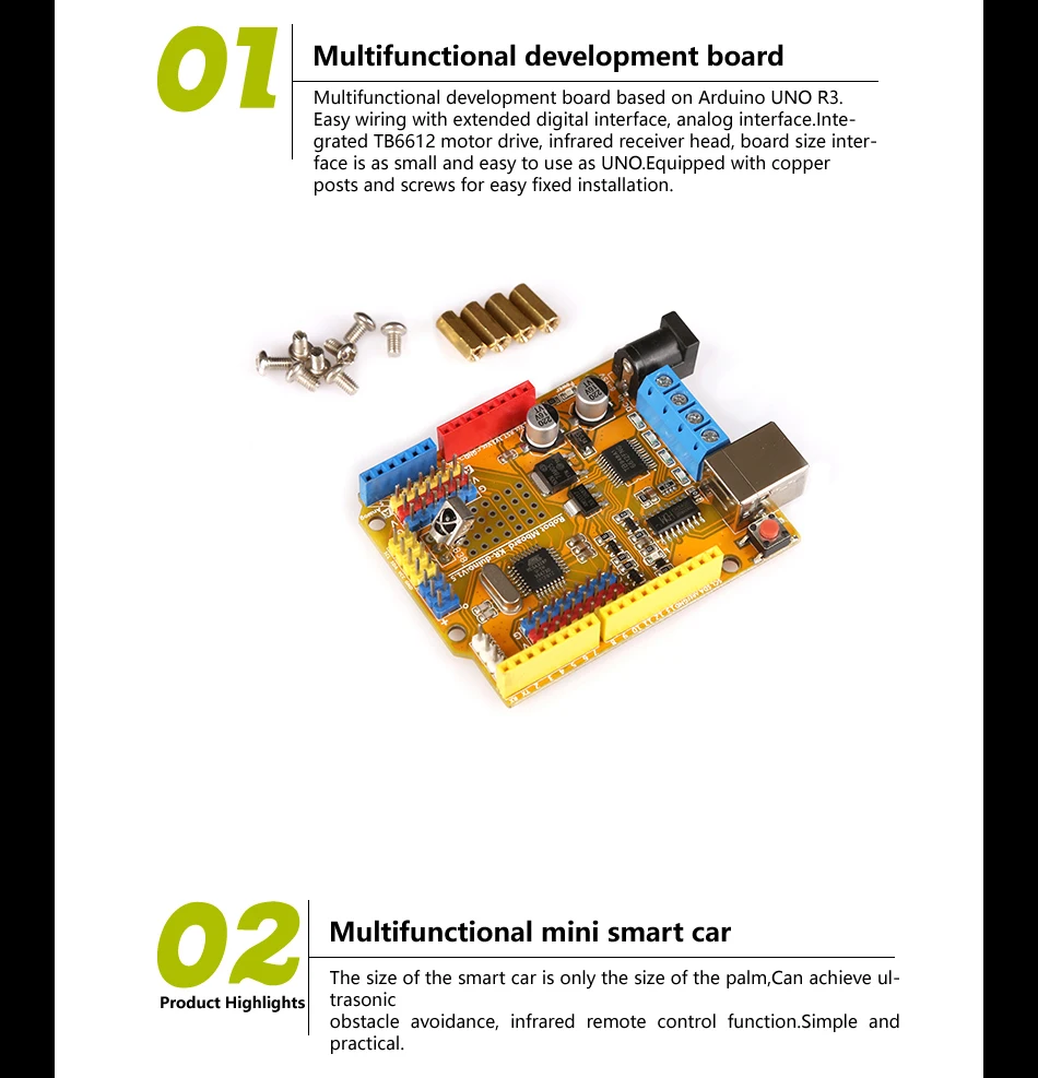 2WD Smart Car DIY kit for Arduino UNO R3 N20 motor Metal aluminum ...